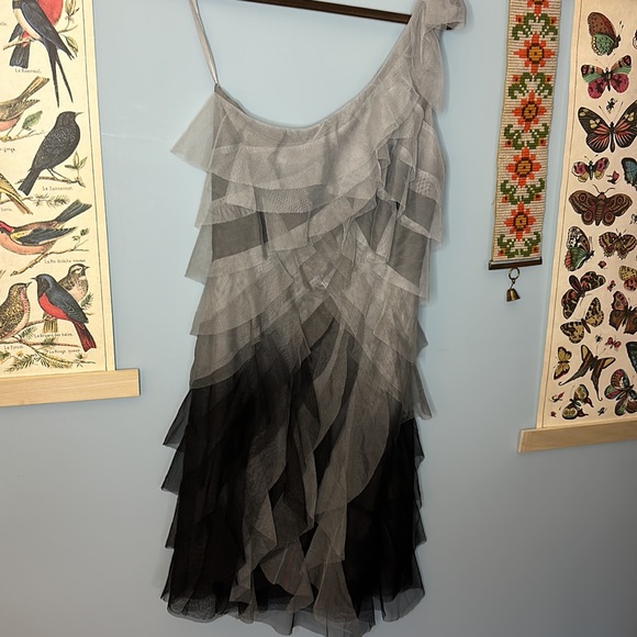 BCBGMaxAzria | Dresses | New Bcbgmaxazria Blackwhite Poly Monica Tiered ...